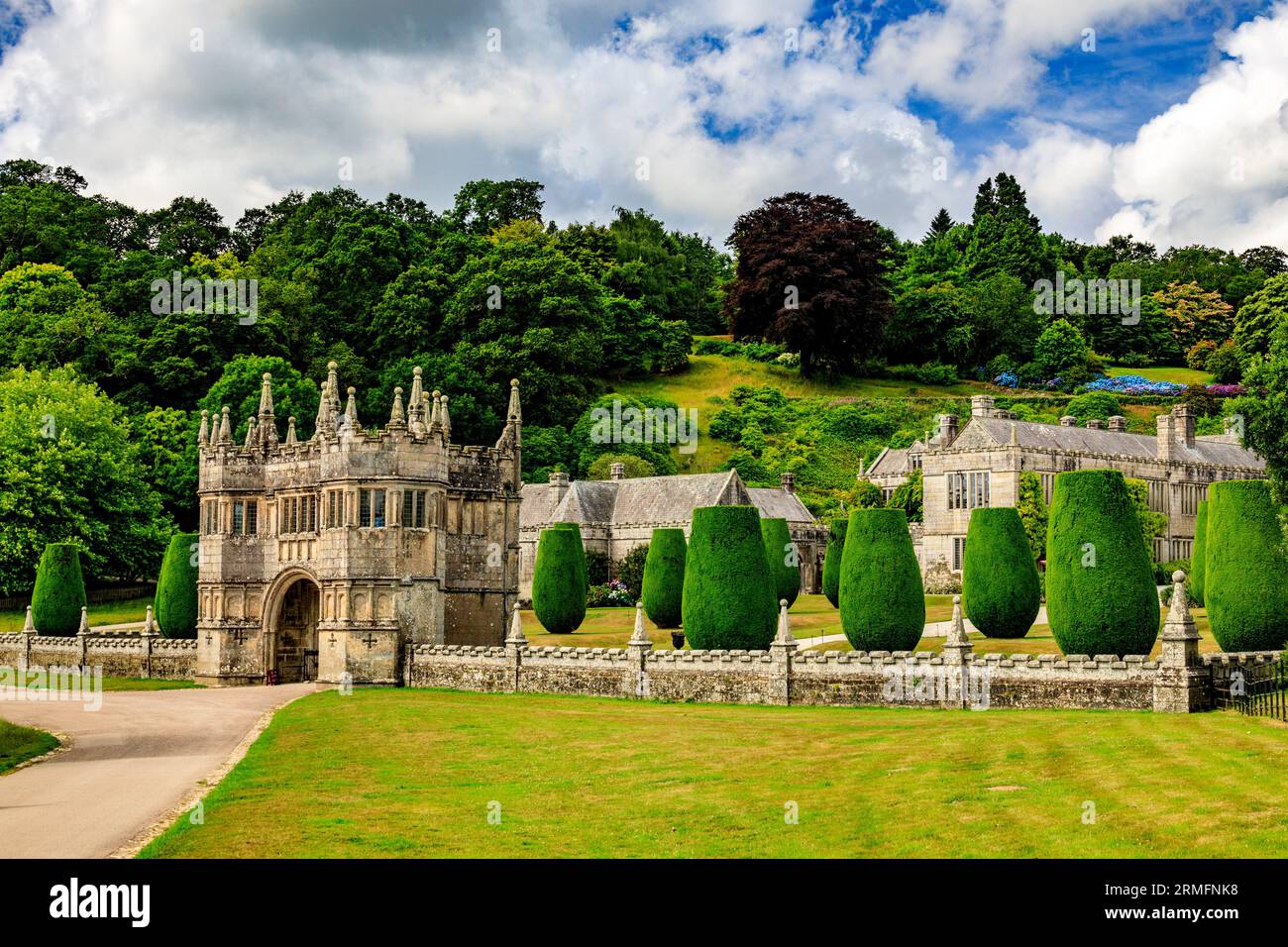 The historic 17th century Gatehouse and topiary at Lanhydrock House and ...