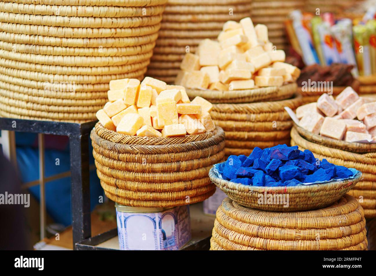 Selection of spices on a traditional Moroccan market (souk) in ...