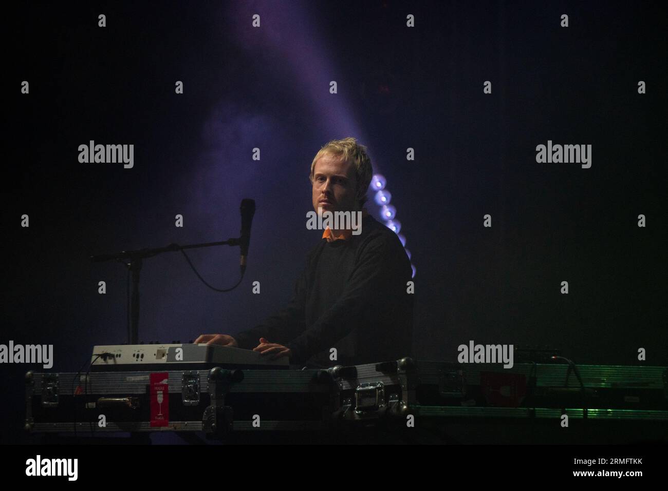 Taylor Skye of Jockstrap playing live at Green Man Festival in Wales ...