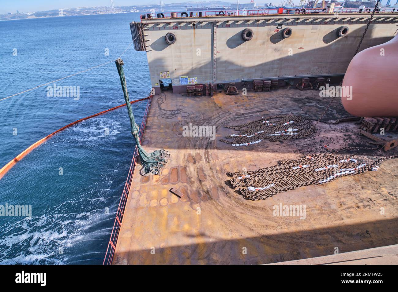Aerial view of a shipyard repairing cargo ships. shipyard and ...