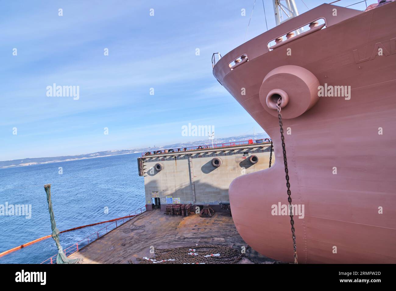 Aerial view of a shipyard repairing cargo ships. shipyard and ...