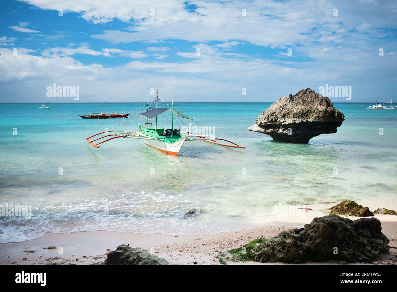 Traditional boat on Boracay island, Philippines Stock Photo - Alamy