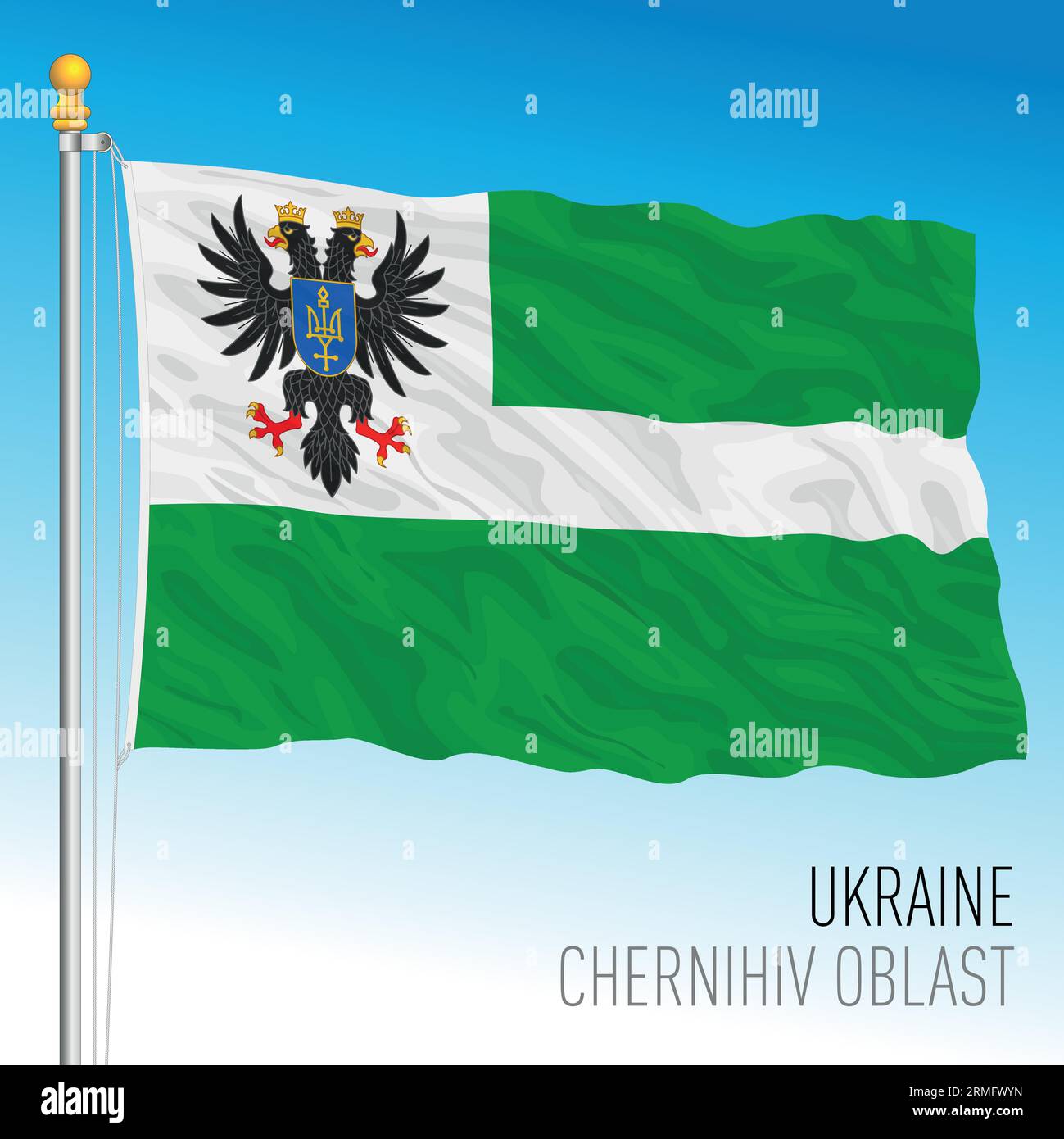 Ukraine, Chernihiv Oblast waving flag, europe, vector illustration ...