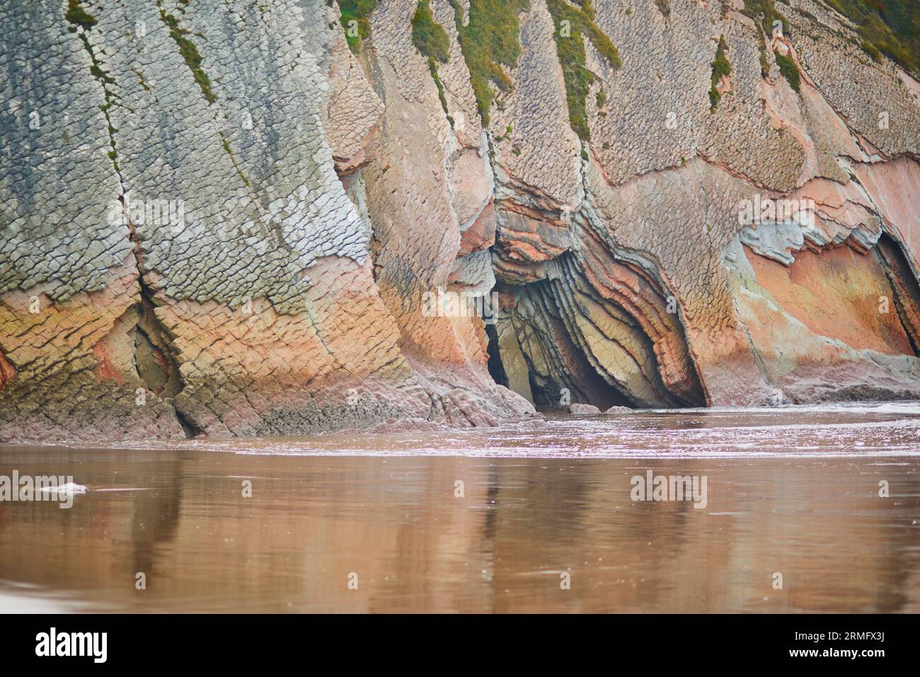 Famous flysch of Zumaia, Basque Country, Spain. Flysch is a sequence of ...