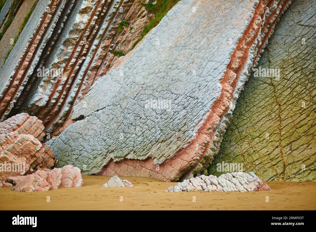 Famous flysch of Zumaia, Basque Country, Spain. Flysch is a sequence of ...