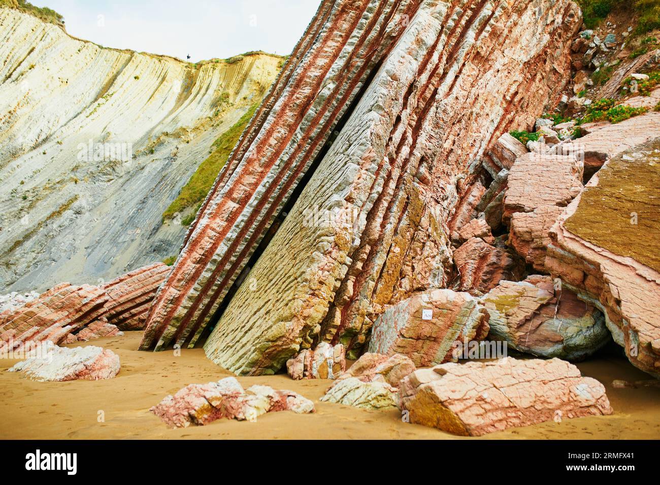 Famous flysch of Zumaia, Basque Country, Spain. Flysch is a sequence of ...