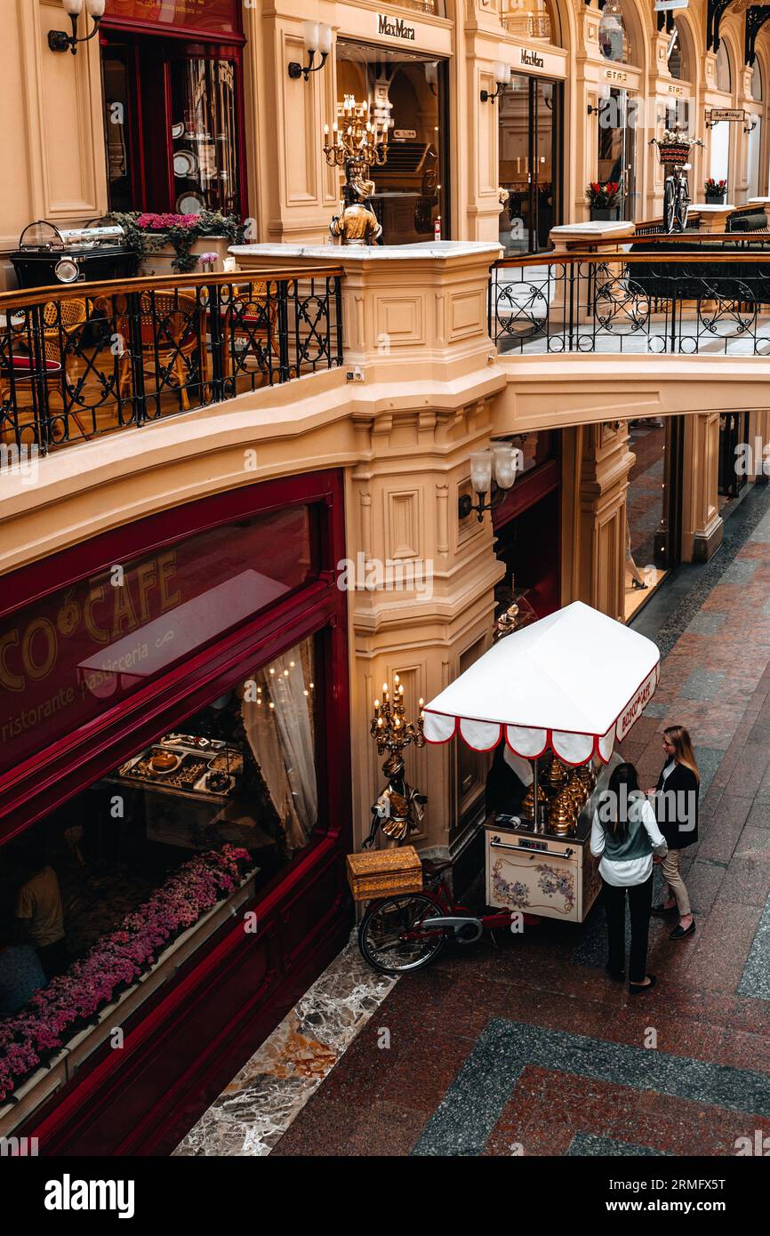 Vintage classic interior of Bosco cafe with an ice cream stand in ...