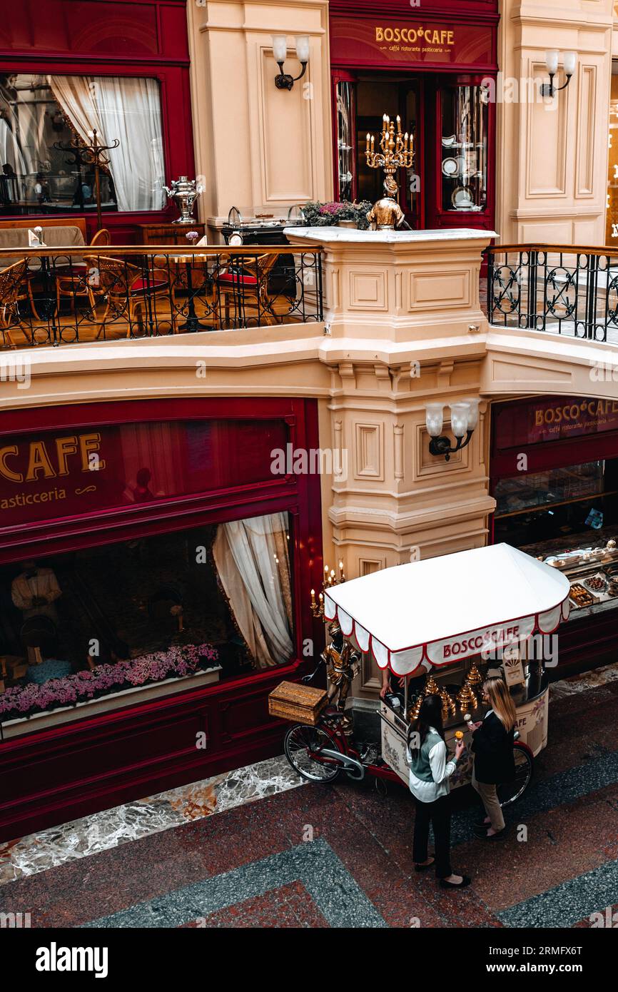 Vintage classic interior of Bosco cafe with an ice cream stand in ...