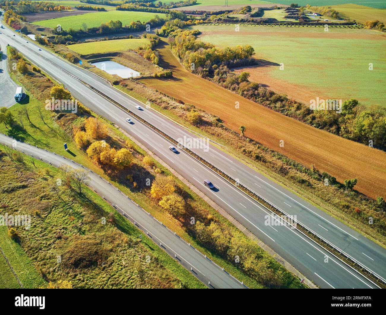 Aerial view rural asphalt motorway hi-res stock photography and images ...
