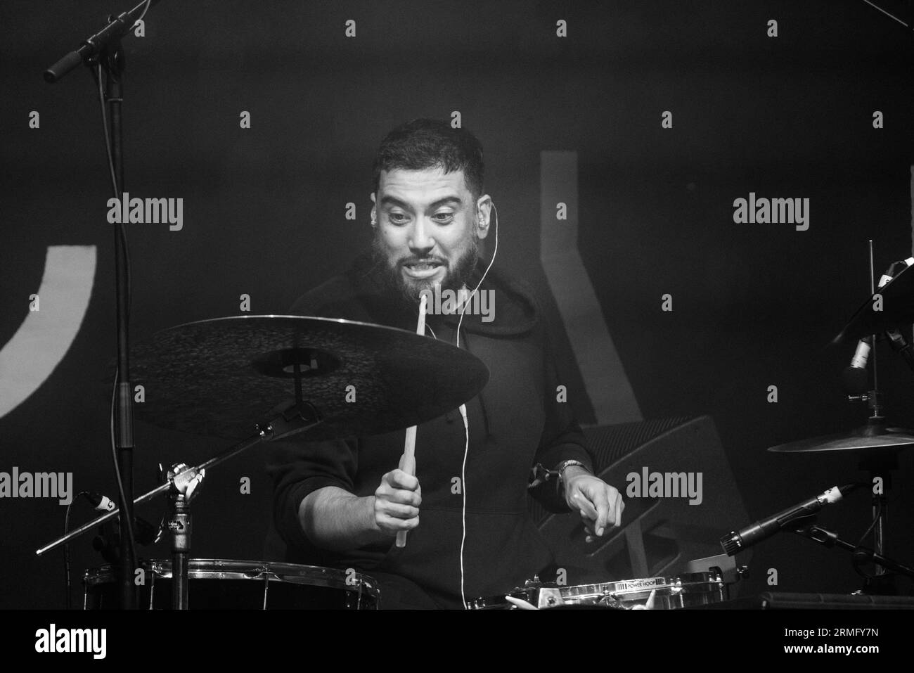 Hamir Atwal plays drums with Salami Rose Joe Louis at Green Man ...