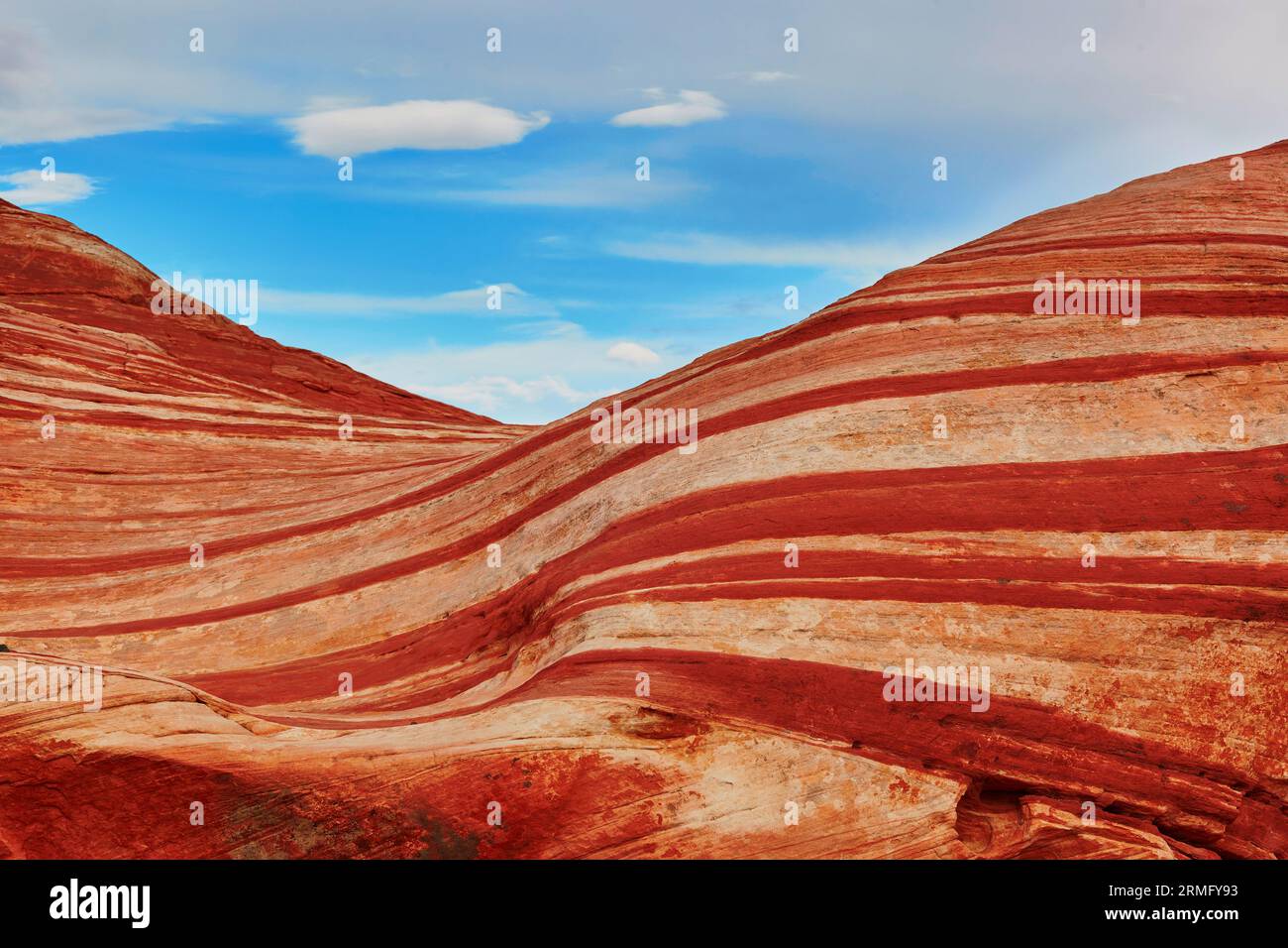 Striped colorful sedimentary rock formation called 'The Wave' in Valley ...