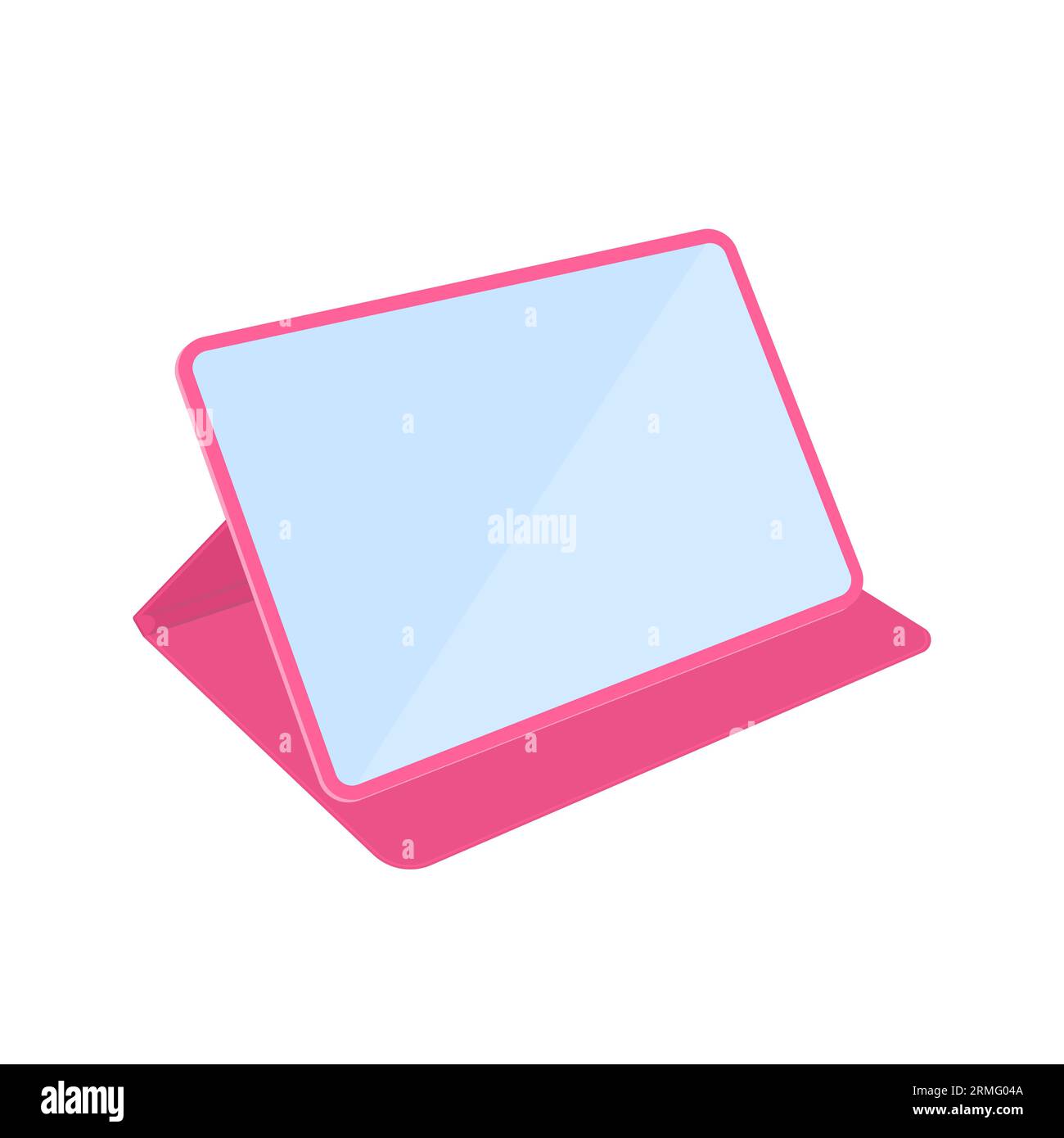 Cute pink tablet computer isolated on white background Stock Vector ...
