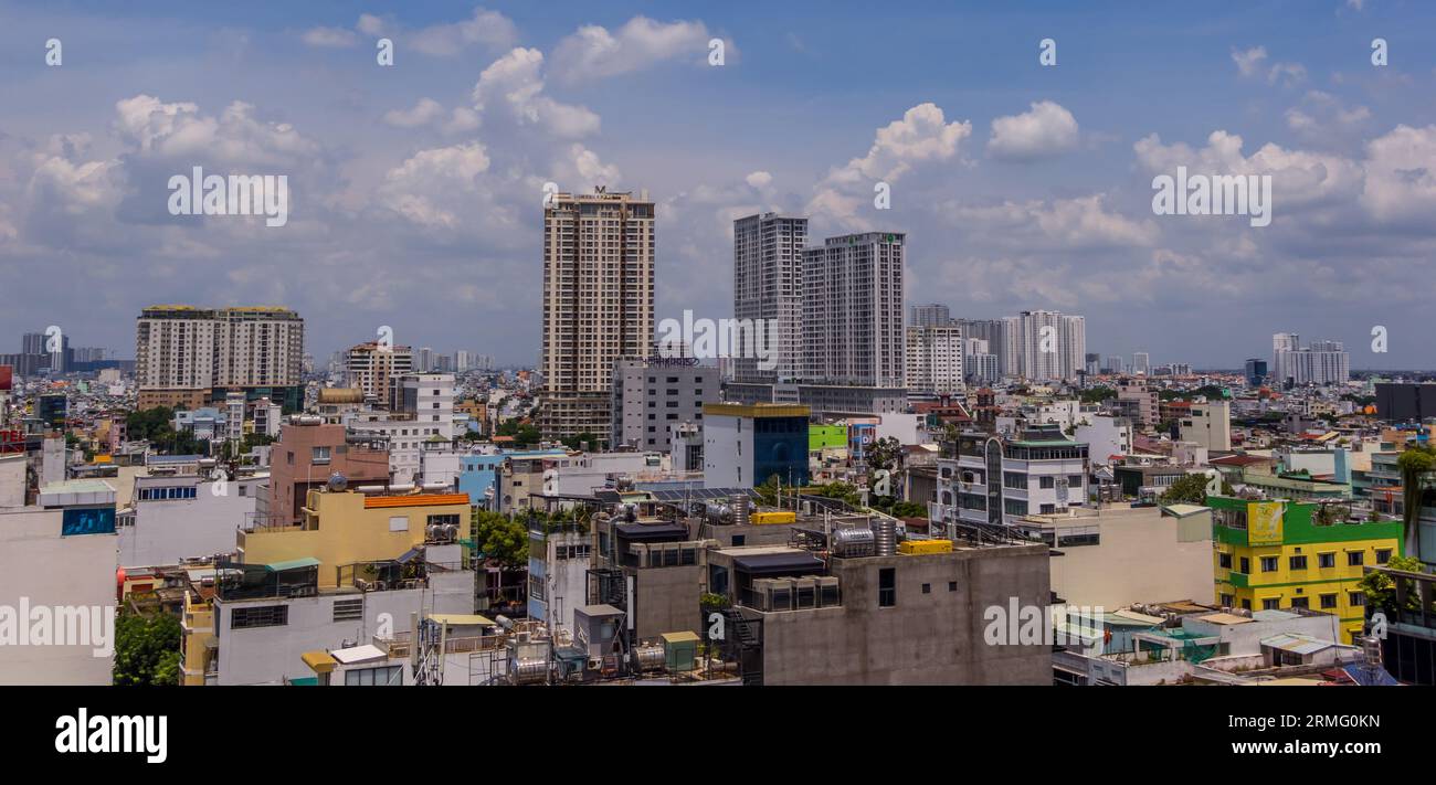 Aerial view of the bustling cityscape of Ho Chi Minh City, Vietnam ...