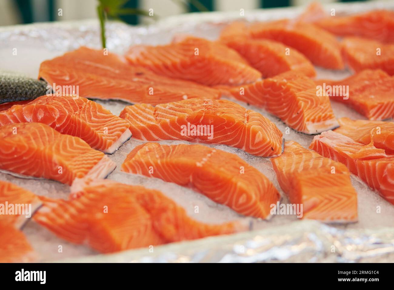 Delicious salmon on farmer market in Paris, France Stock Photo - Alamy