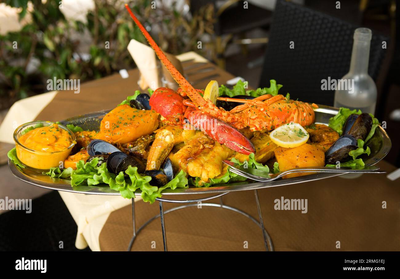 Traditional Provencal fish stew bouillabaisse originating from the port ...