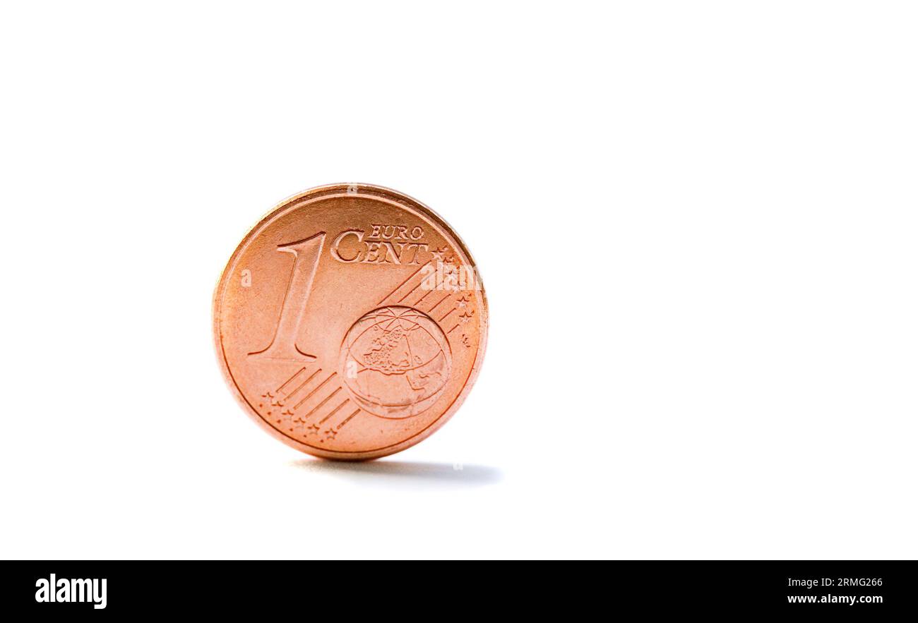 Single one euro cent coin isolated on white background Stock Photo - Alamy