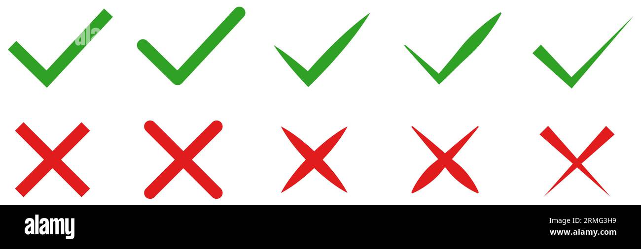 Check mark icons. Check and cross symbol. Vector illustration isolated ...