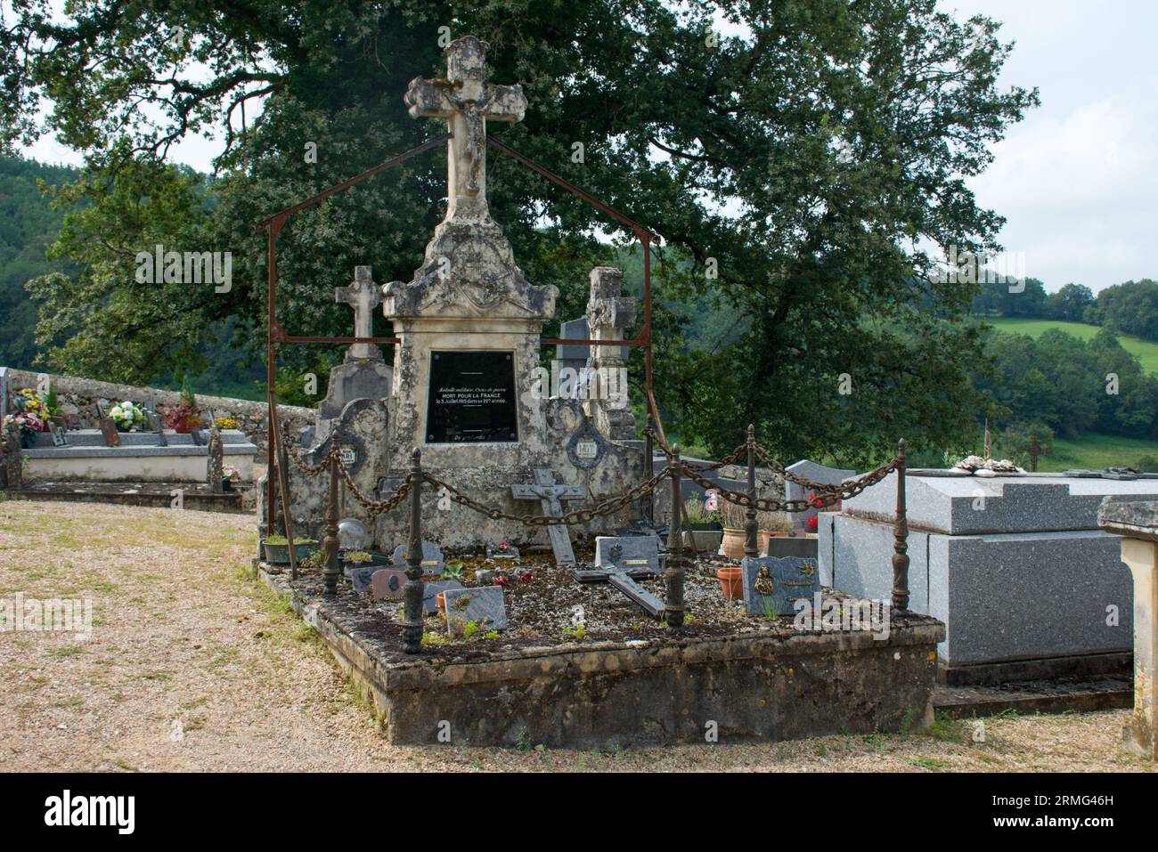 A cemetery in the heart of France (Cornac, Lot). A very old grave yard ...