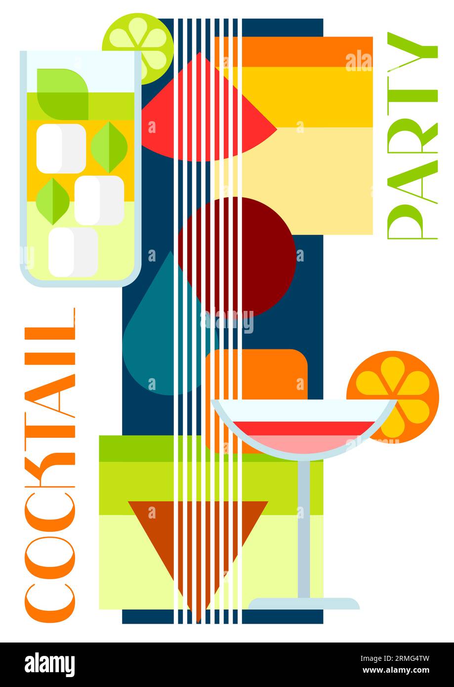 Cocktail party invitation. Abstract background with stylized drink ...