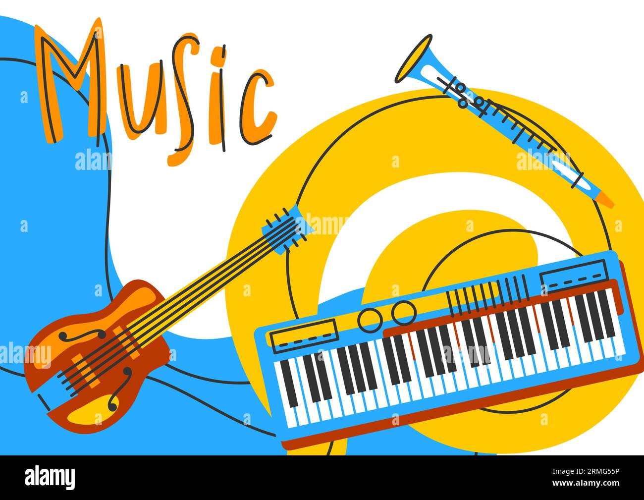 Poster with musical instruments. Jazz, blues and classical music Stock ...