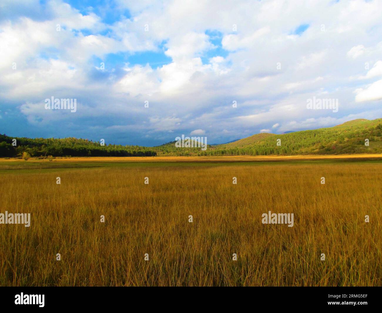 Colorful Petelinje intermittent karst lake without water near Pivka and ...