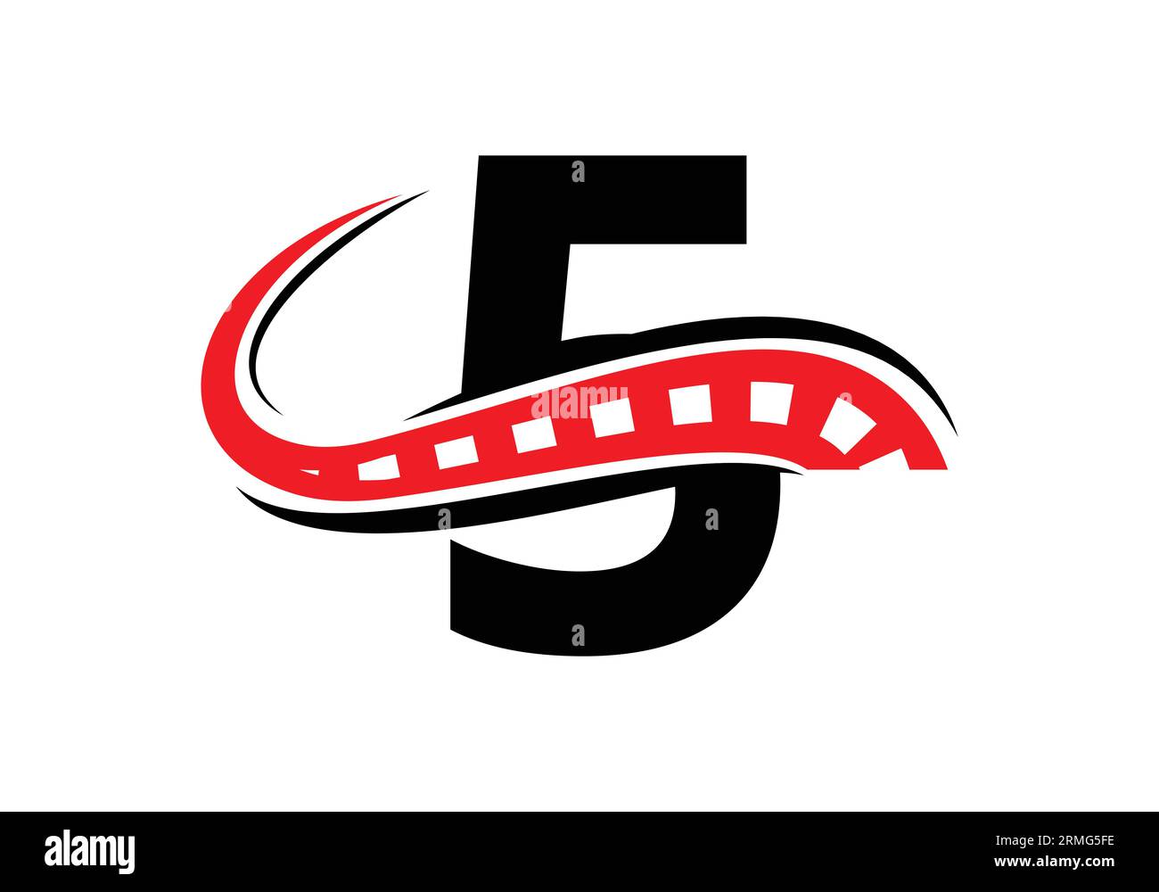 Letter 5 with road logo sing. The creative design concept for highway ...