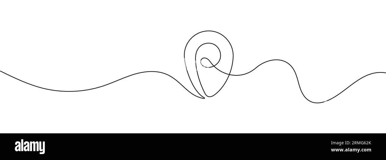 Location pins continuous drawing vector, geotag sign line. Hand drawn ...