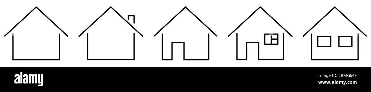 Set of line home icons. House icons. Vector illustration isolated on ...