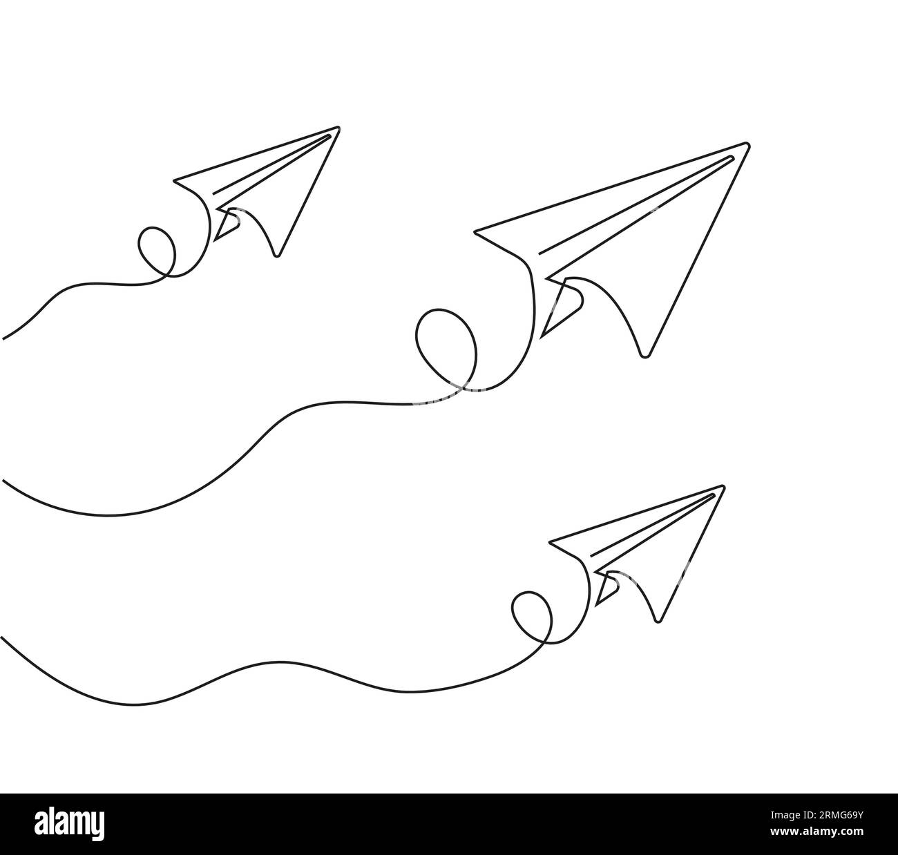 Planes icon continuous style, with fly route vector. Doodle message ...