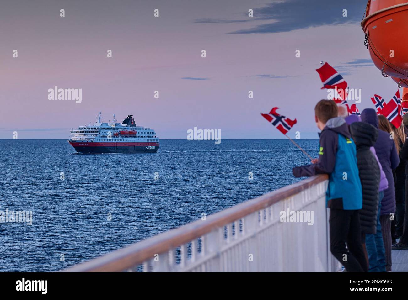 The Norwegian Hurtigruten Ferry MS RICHARD WITH Passes Its Sister Ship ...