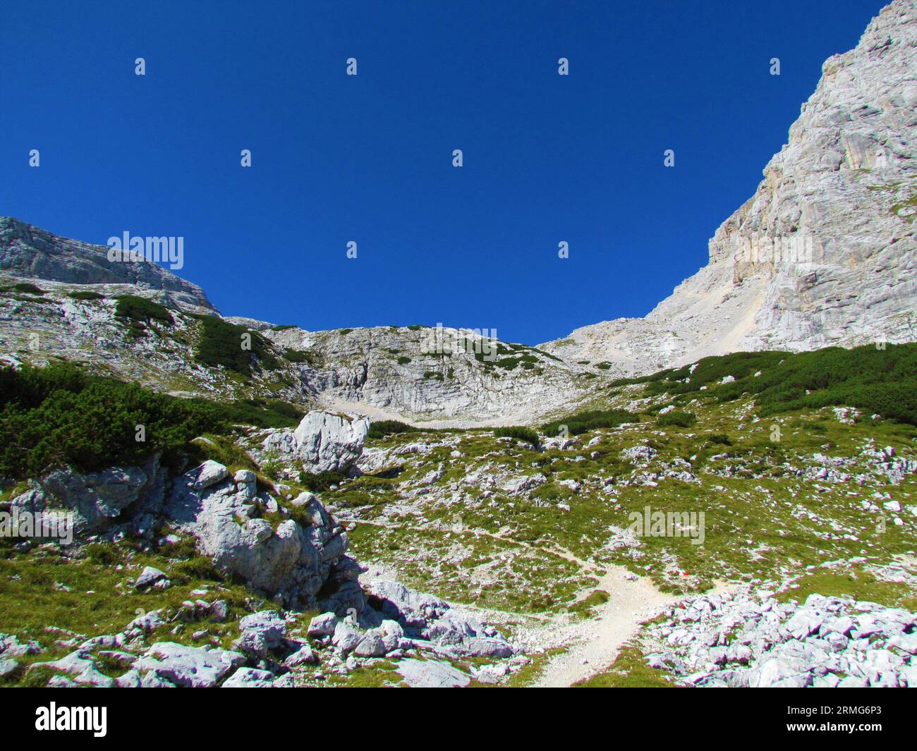 High alpine landscape bellow mountain Skrlatica in Triglav national ...