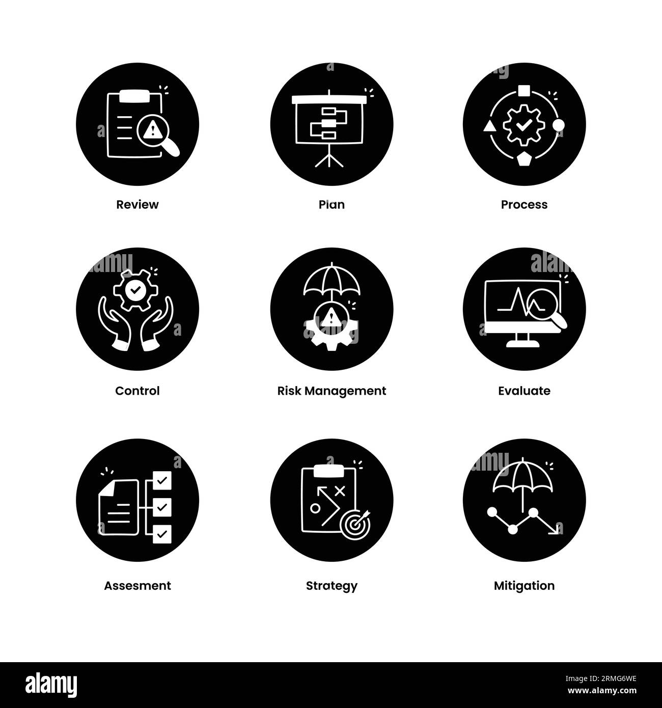 Risk monitoring icons pack Stock Vector Images - Alamy