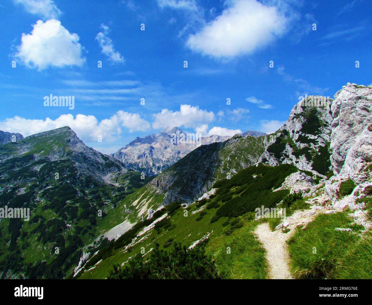 View of Triglav mountain in Triglav national park and Julian alps in ...