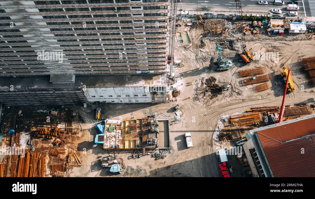 4k Time Lapse Flat View Construction And Development Of Modern Multi ...