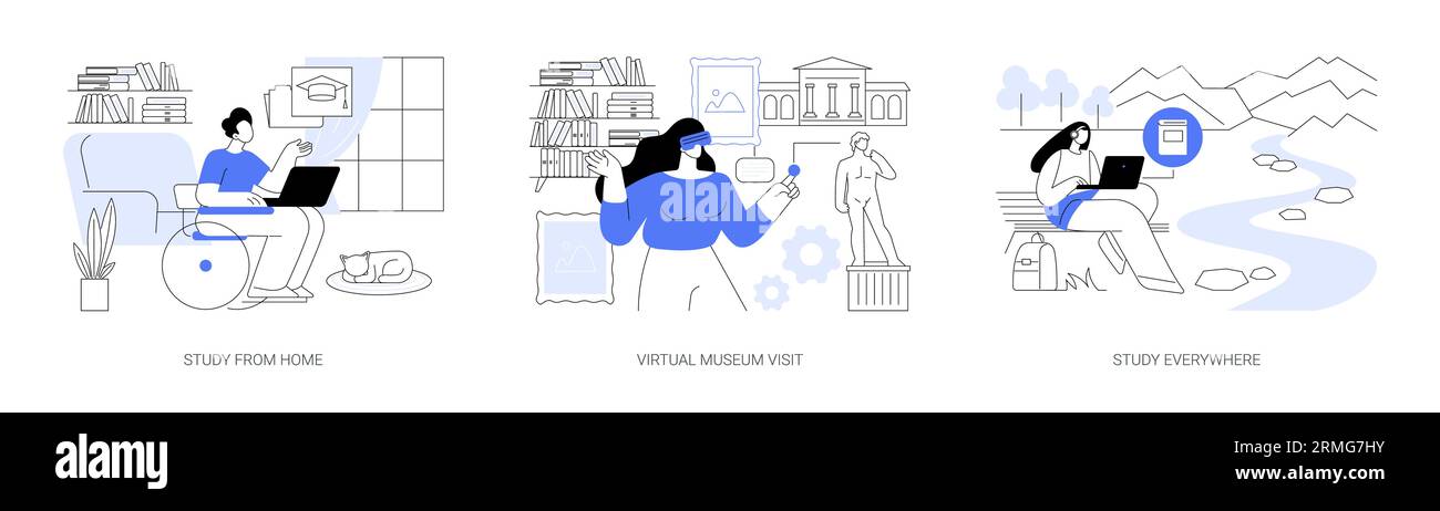 Online education opportunities isolated cartoon vector illustrations se ...