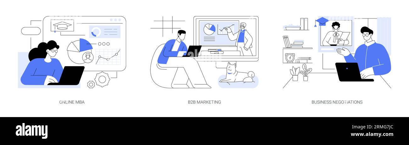 Online business courses isolated cartoon vector illustrations se Stock ...