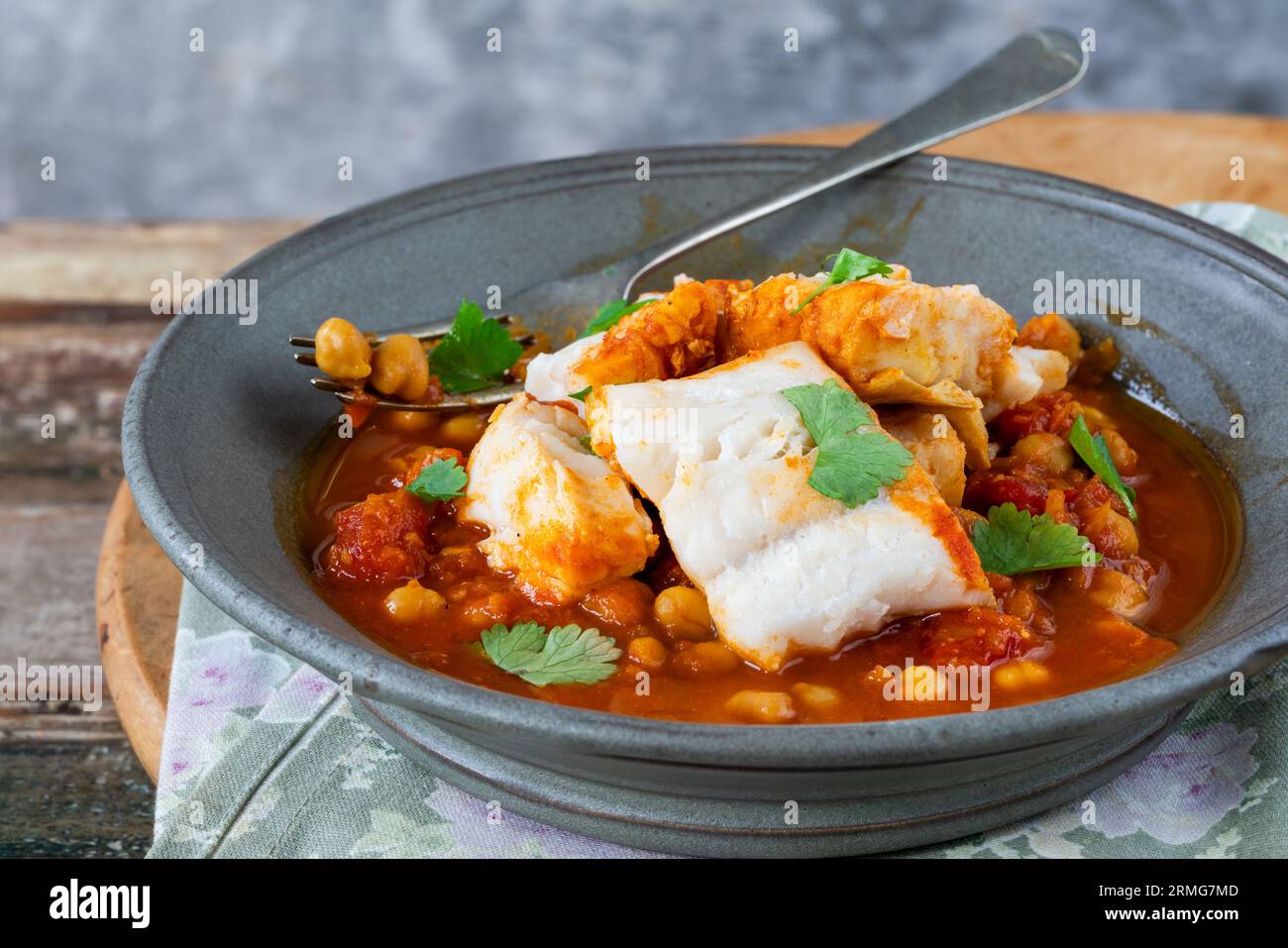 Moroccan fish stew with chickpeas Stock Photo - Alamy