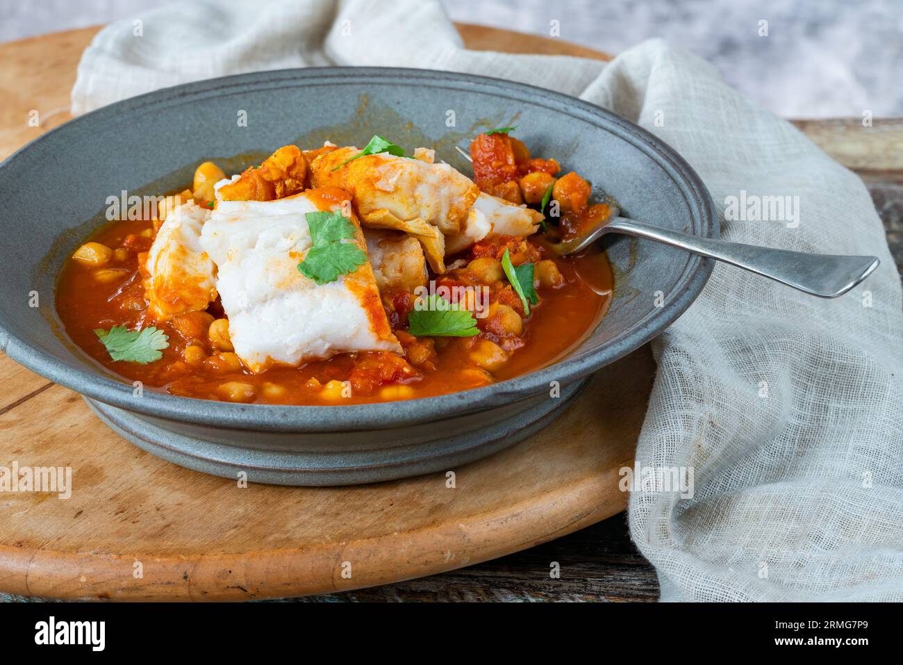 Moroccan fish stew with chickpeas Stock Photo - Alamy