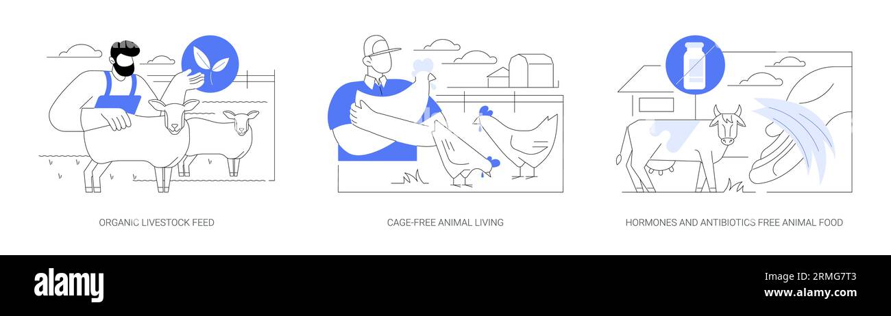 Organic livestock farming isolated cartoon vector illustrations se ...