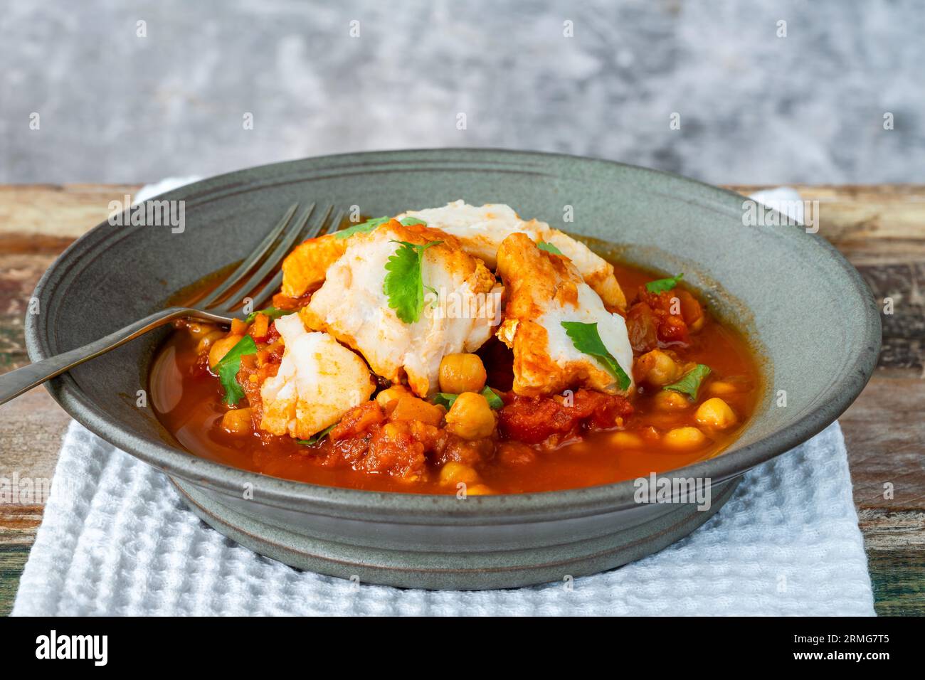 Moroccan fish stew with chickpeas Stock Photo - Alamy