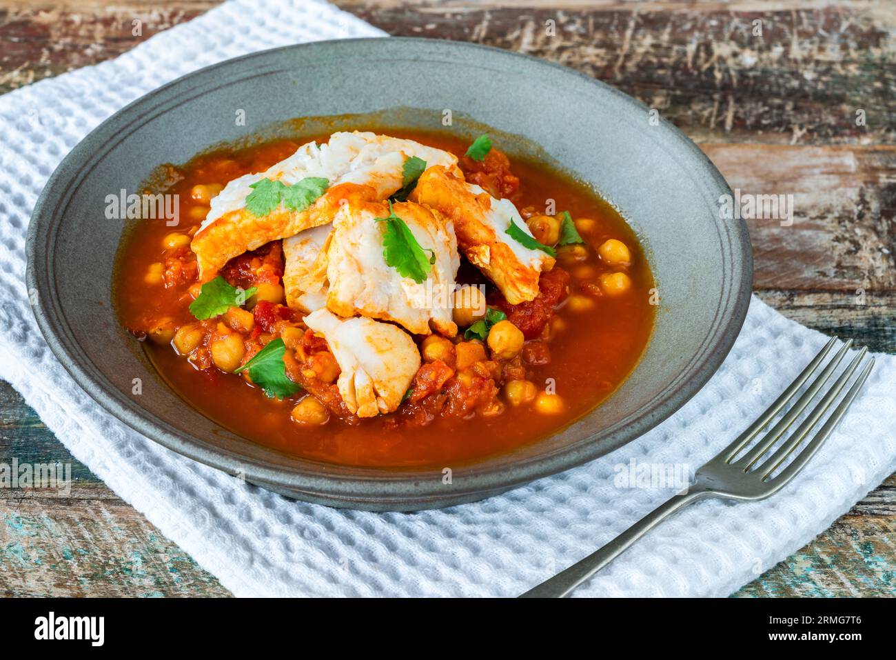 Moroccan fish stew with chickpeas Stock Photo - Alamy