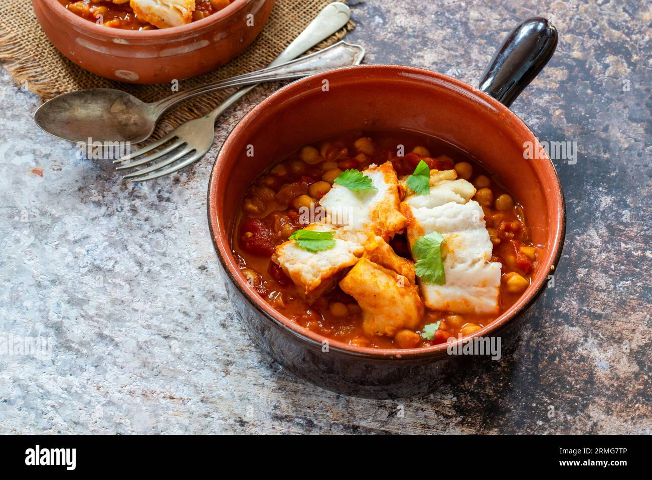 Moroccan fish stew with chickpeas Stock Photo - Alamy