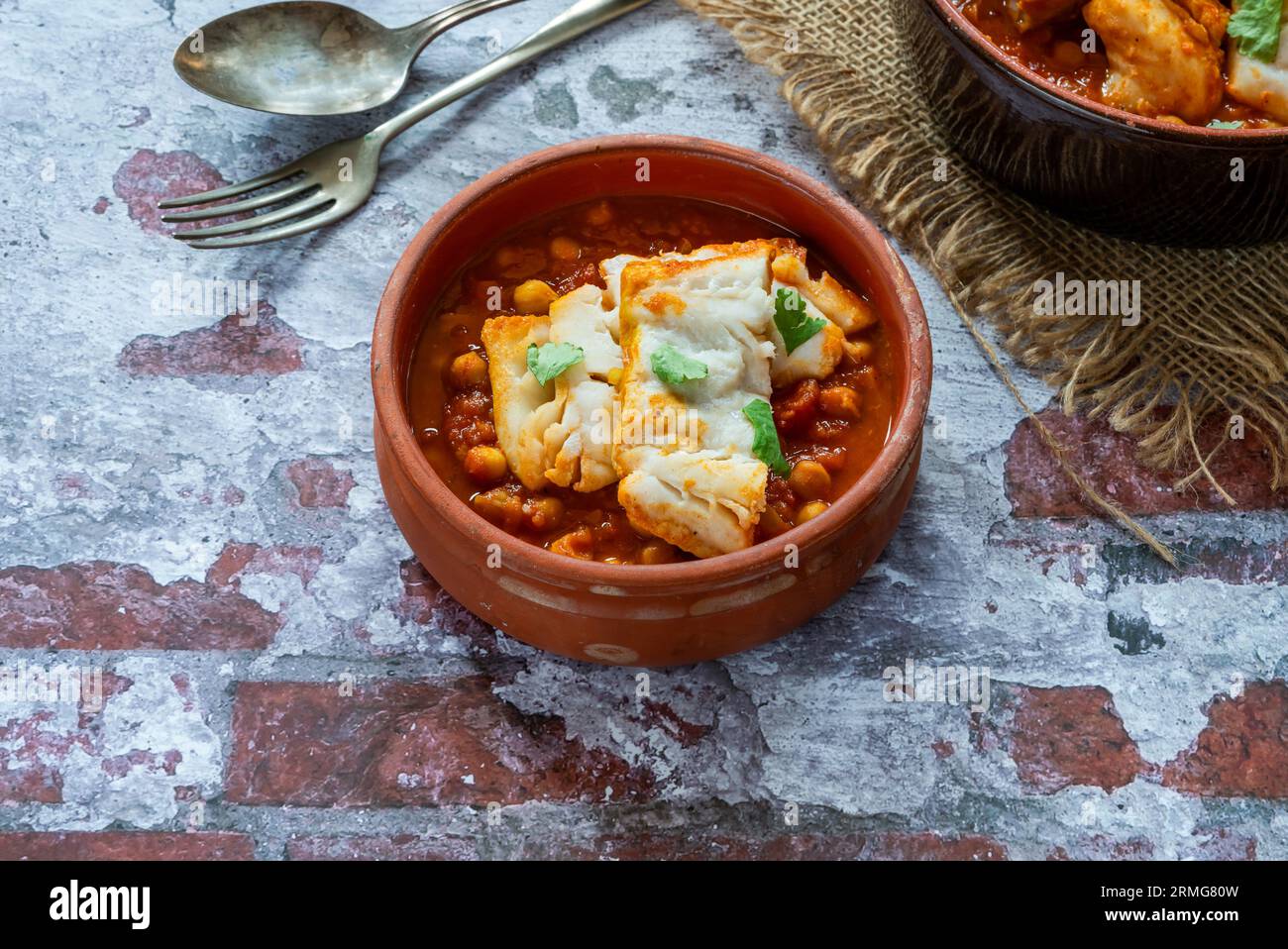 Moroccan fish stew with chickpeas Stock Photo - Alamy