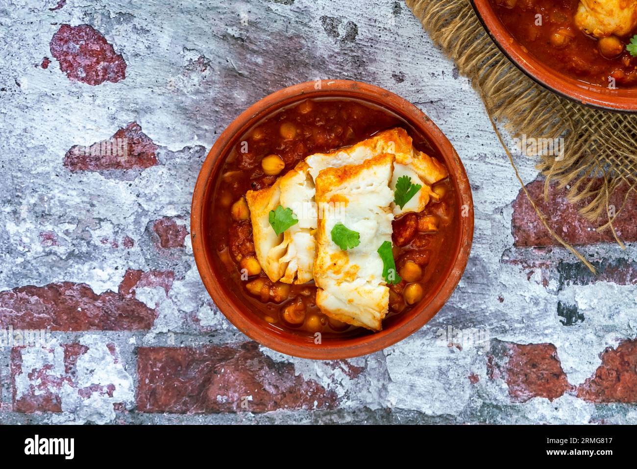 Moroccan fish stew with chickpeas Stock Photo - Alamy