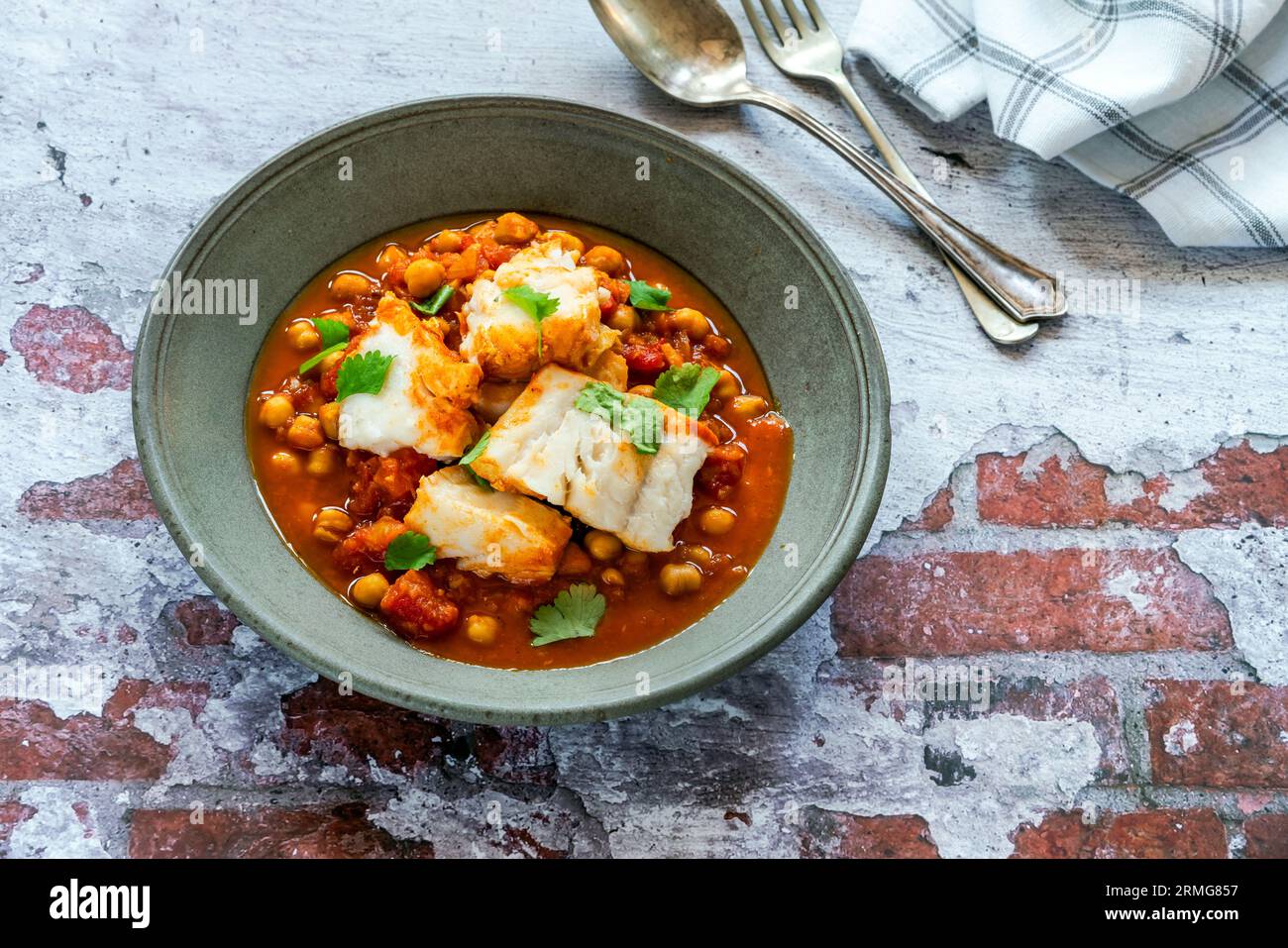 Moroccan fish stew with chickpeas Stock Photo - Alamy