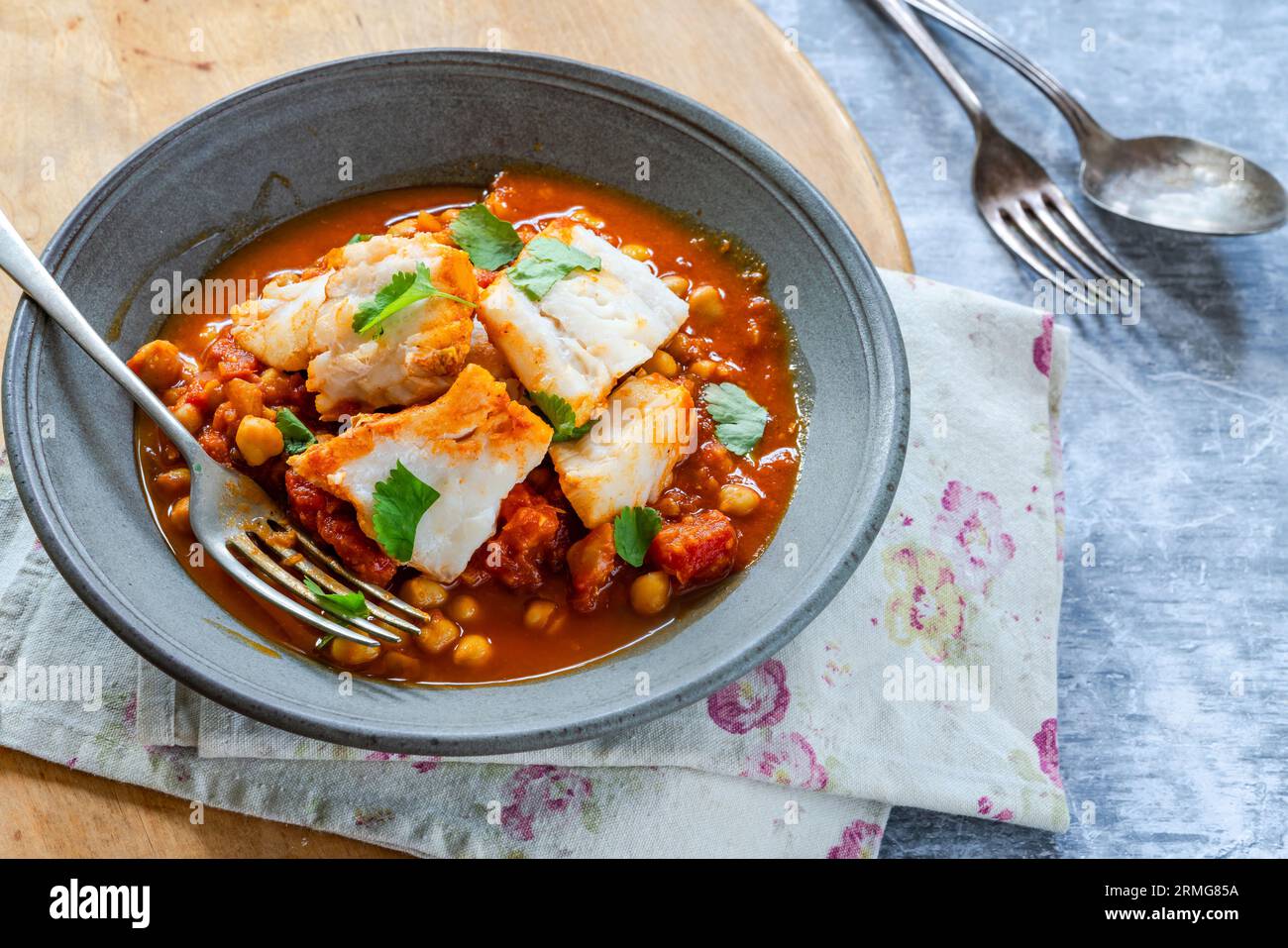 Moroccan fish stew with chickpeas Stock Photo - Alamy