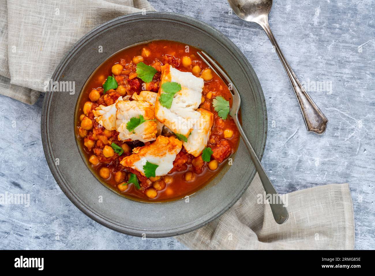 Moroccan fish stew with chickpeas Stock Photo - Alamy