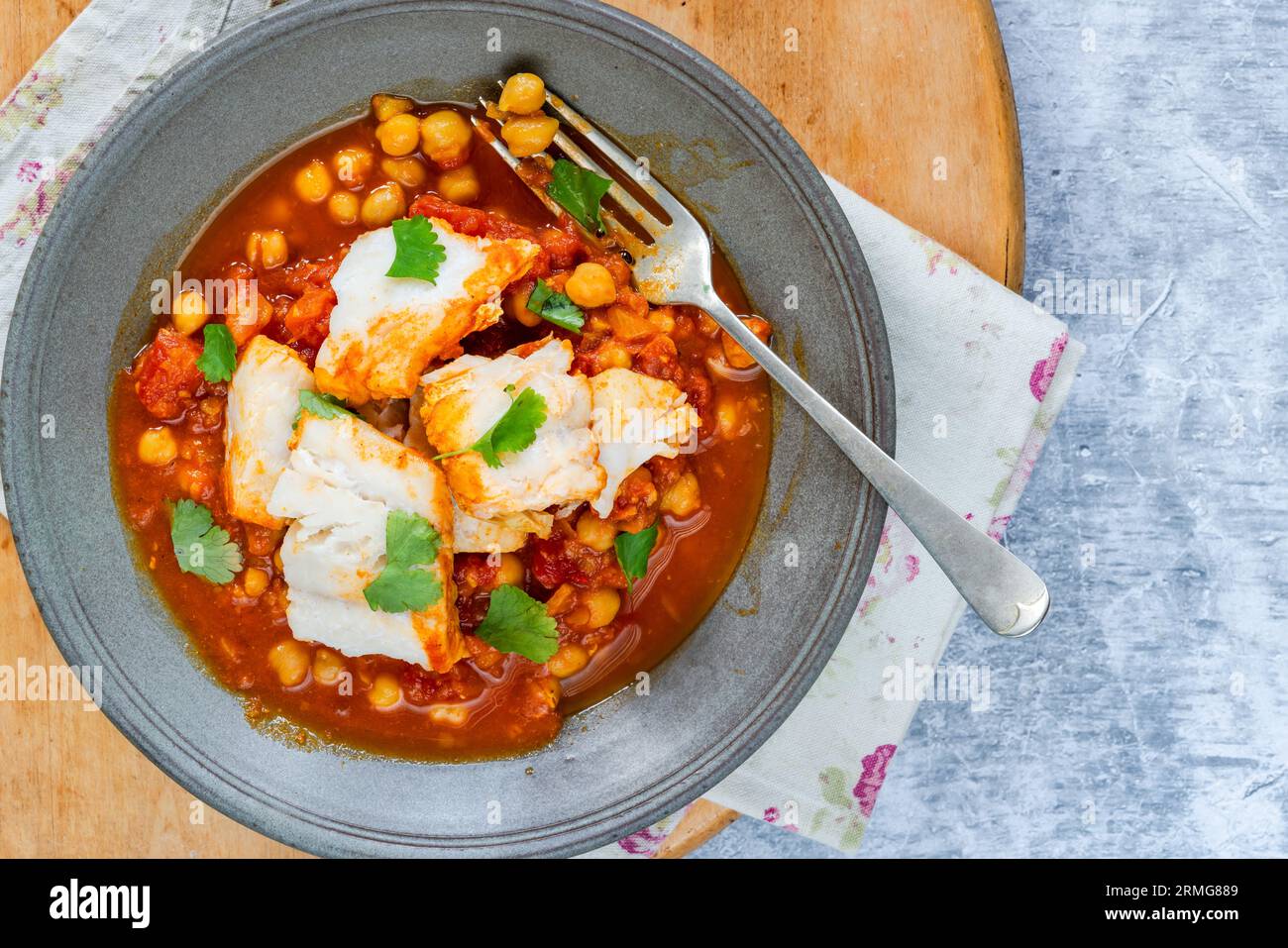 Moroccan fish stew with chickpeas Stock Photo - Alamy