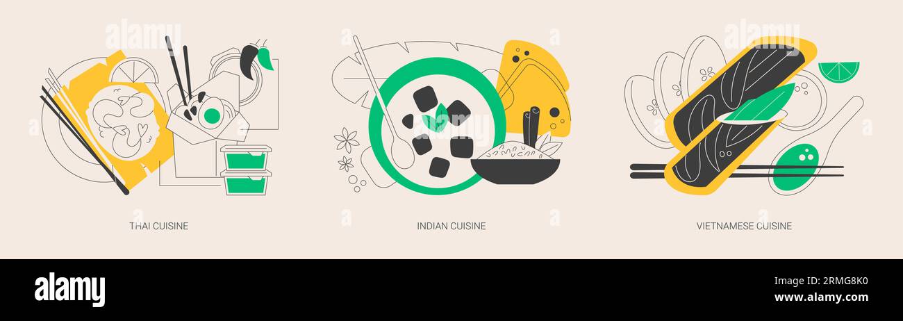 Oriental cuisine abstract concept vector illustrations Stock Vector ...