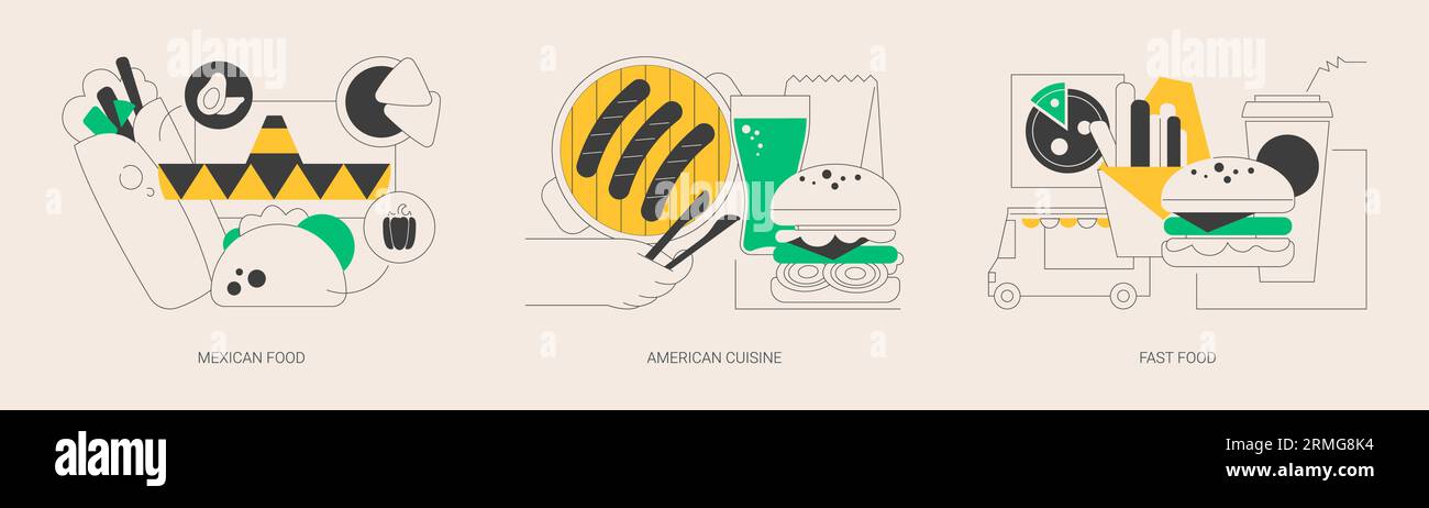 American food abstract concept vector illustrations Stock Vector Image ...